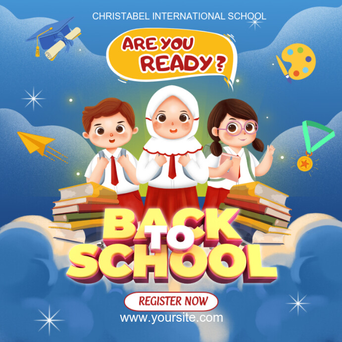 Blue Joyful Back To School Campaign Instagram Post Template | PosterMyWall