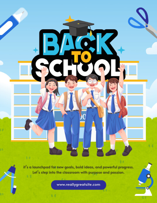 Blue Joyful Back To School Flyer (us Letter) Template | PosterMyWall
