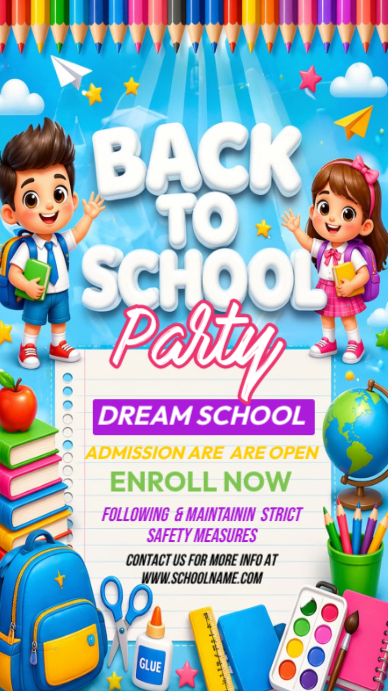 Plantilla de Blue Joyful Back to School Party Instagram Story ...