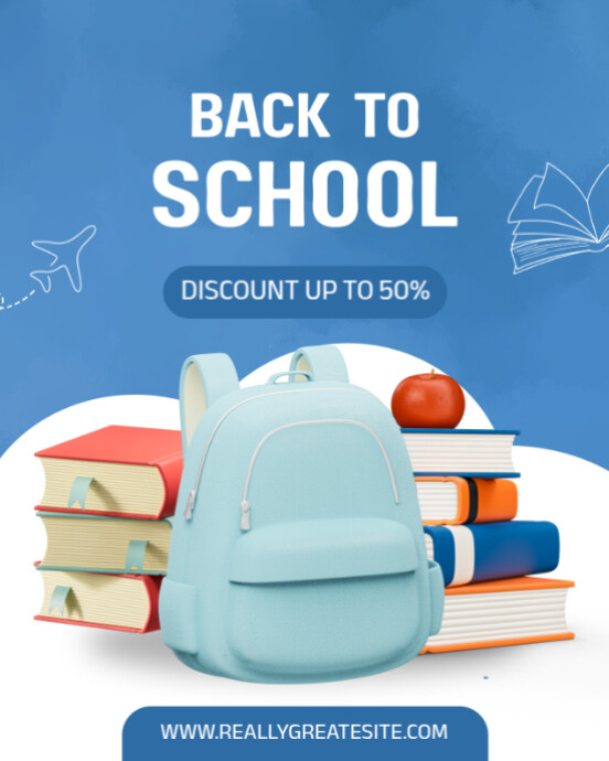 Blue Joyful Back To School Sale Flyer – Up To 50% Off | Editable ...