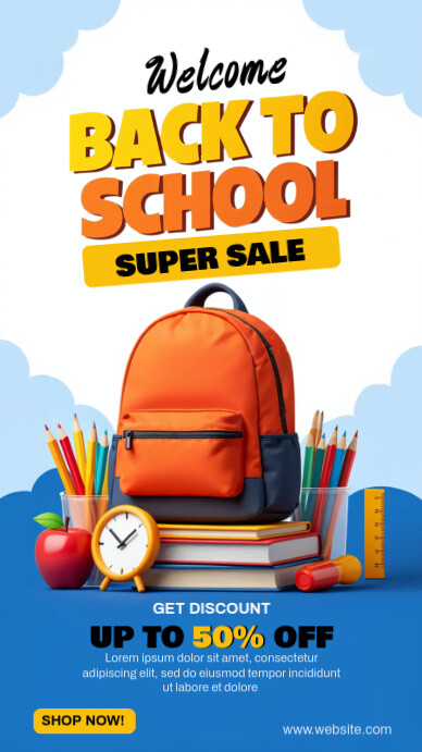Blue Joyful Back To School Sales Instagram Story Template | PosterMyWall