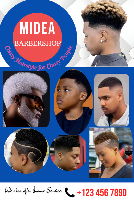 Blue Joyful Barber Shop Poster Template | PosterMyWall