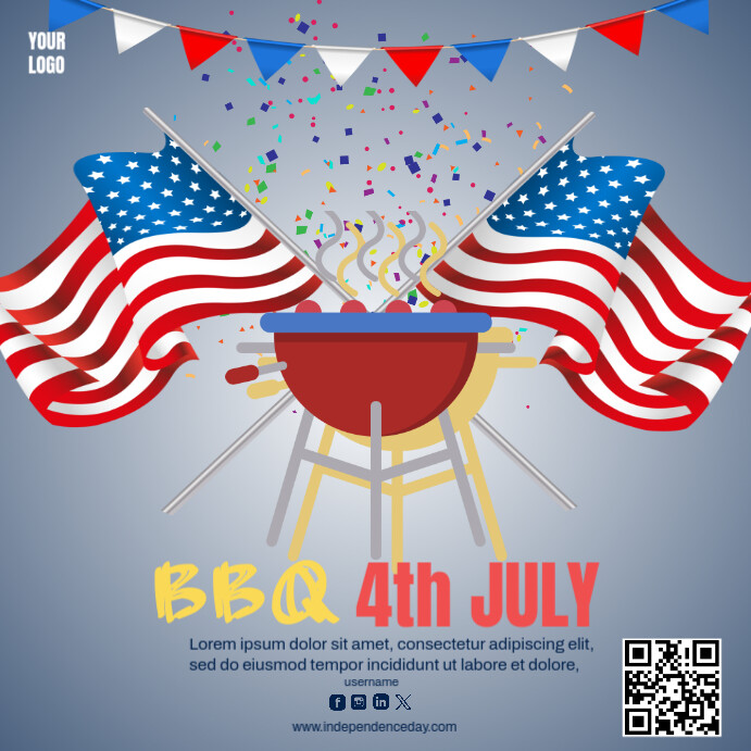 Blue Joyful Bbq 4th Of July Instagram Post Templat | PosterMyWall