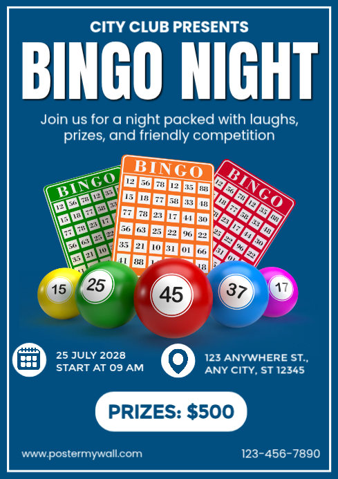 Plantilla de Blue Joyful Bingo Night Event A4 | PosterMyWall