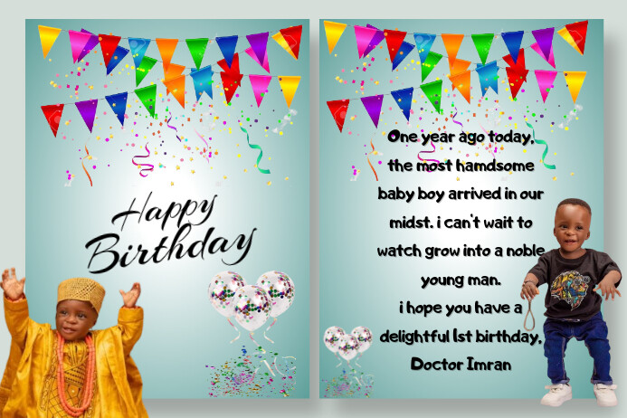 Blue Joyful Birthday card Celebration Poster Templat | PosterMyWall