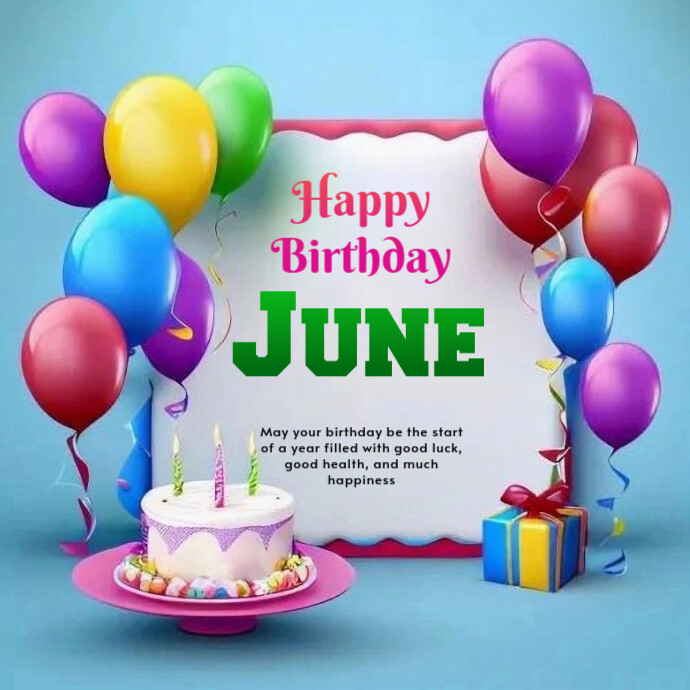 Blue Joyful Birthday Card Logo Template | PosterMyWall