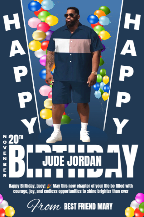 Blue Joyful Birthday Flyer Poster Template | PosterMyWall