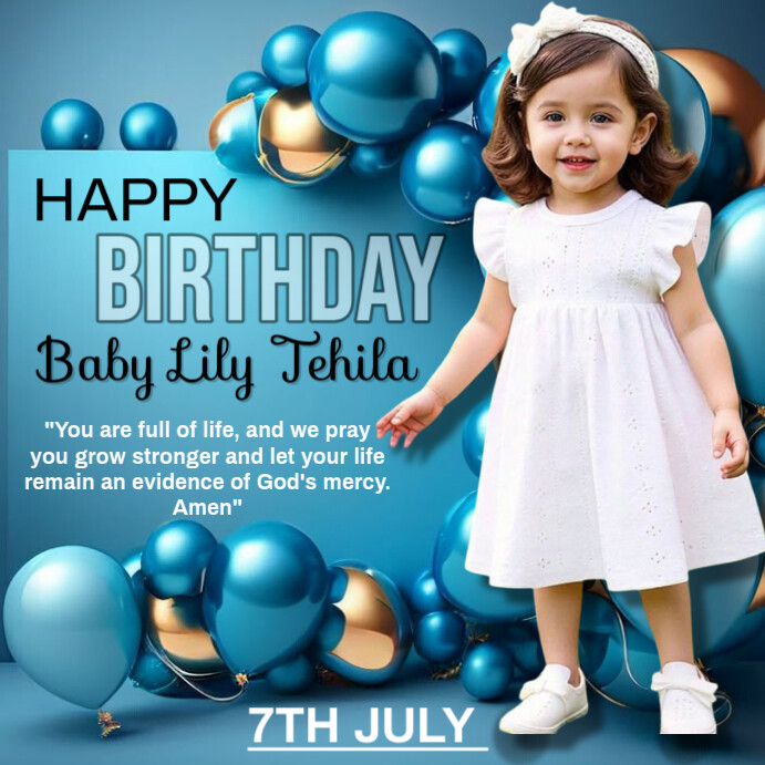 Plantilla de Blue Joyful one year birthday Instagram Post | PosterMyWall