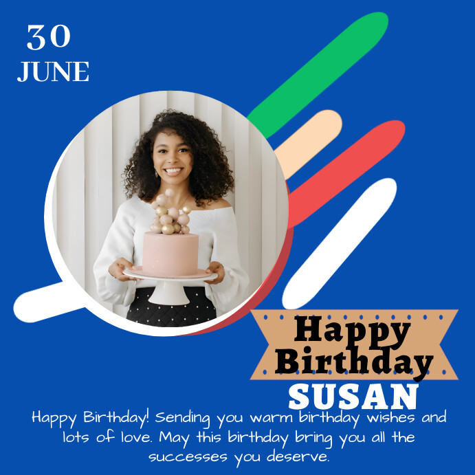 Blue Joyful Birthday Invitation Card Instagra-skabelon | PosterMyWall