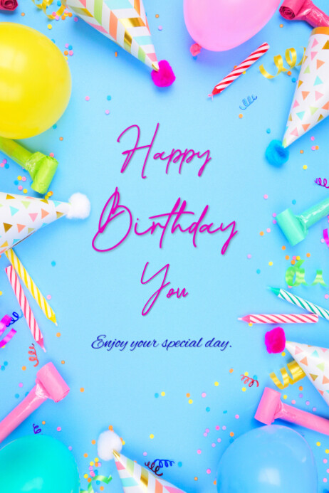 Blue Joyful Birthday Poster Template | PosterMyWall