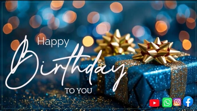 Blue Joyful Birthday Youtube Thumbnail Template | PosterMyWall