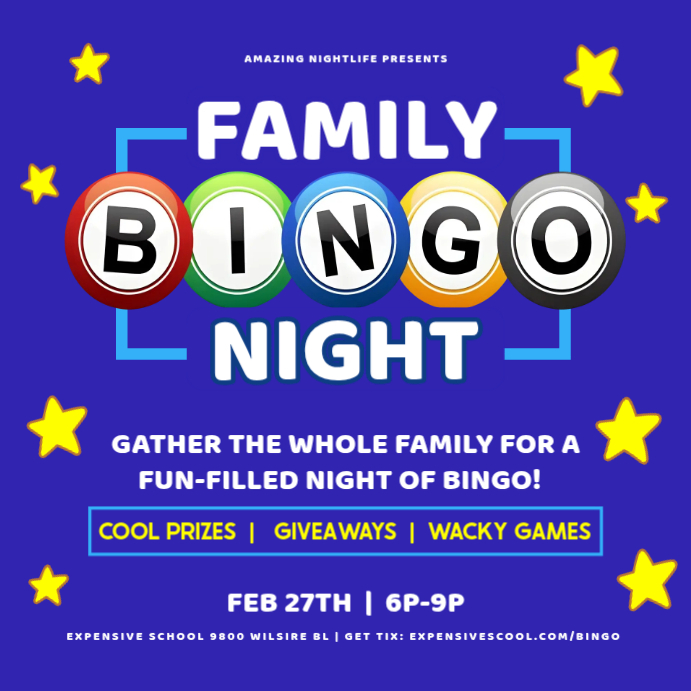 Blue Joyful Blue Family Bingo Event Instagram Post TEMPLATE | PosterMyWall