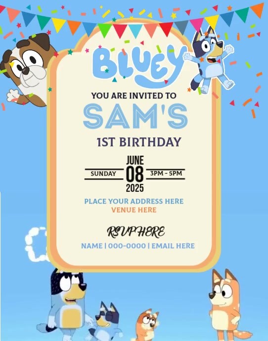 Modèle Blue Joyful Bluey Poster/wallboard | PosterMyWall