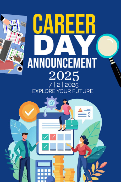 Blue Joyful Career Day Announcement Poster Template | PosterMyWall