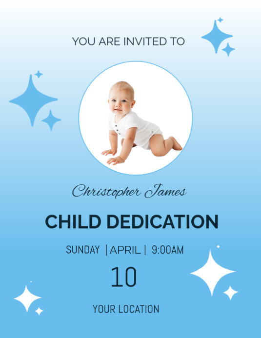 Copy of Blue Joyful Child Dedication Flyer (us Letter) | PosterMyWall