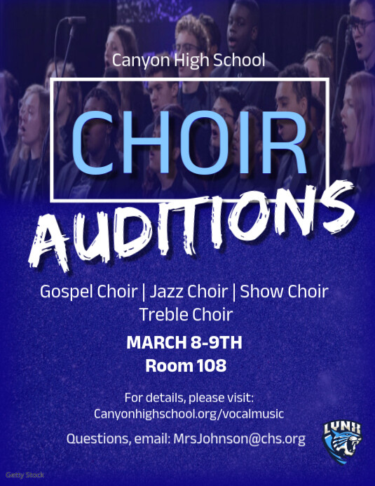 Copy of Blue Joyful Choir Audition Template High School & Church Flyer ...