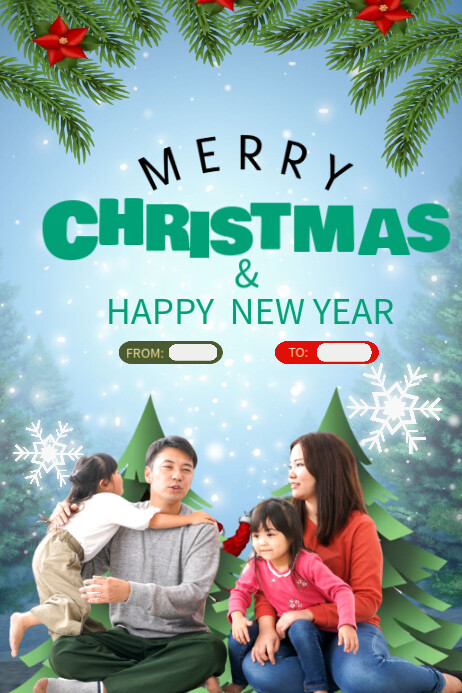 Blue Joyful Christmas Tags Poster Template | PosterMyWall