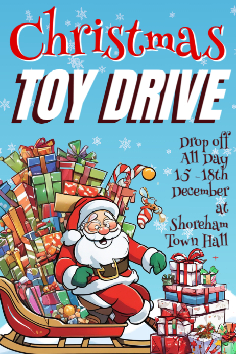 Copy of Blue Joyful Christmas Toy Drive Poster | PosterMyWall
