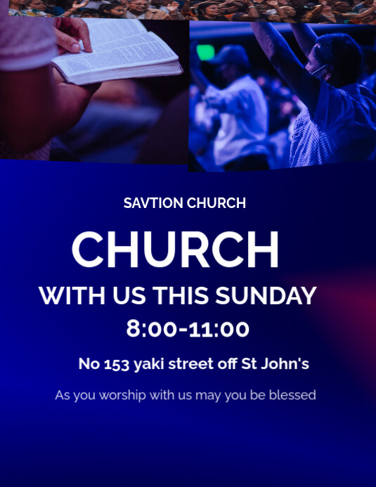 Blue Joyful Church Advertisment Flyer (us Letter) Template | PosterMyWall