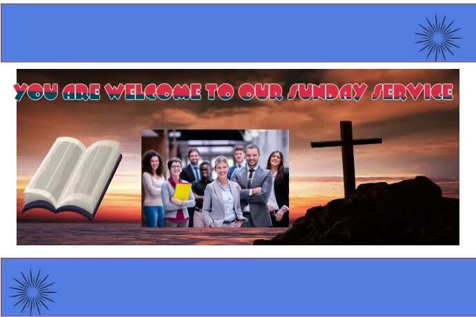 Blue Joyful Church Banner 4' × 6' Template | PosterMyWall