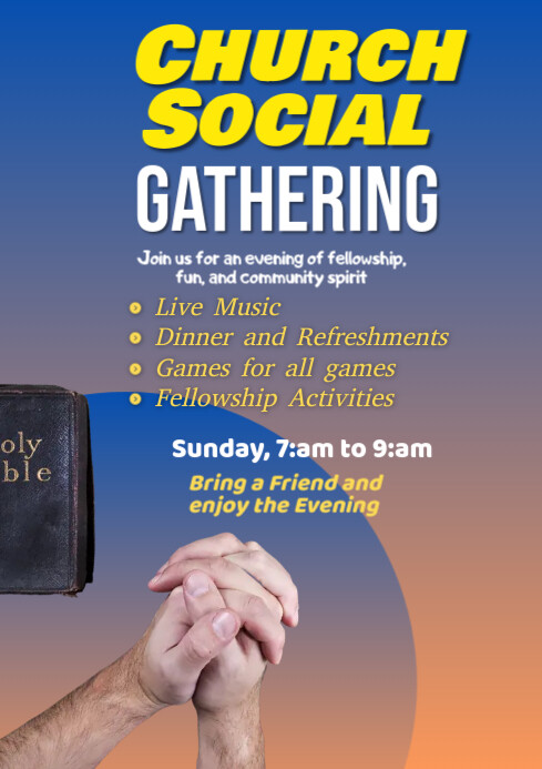 Blue Joyful Church Social Gathering A1 Templat | PosterMyWall