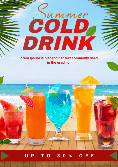 Copy of Blue Joyful Cold Drink A4 | PosterMyWall