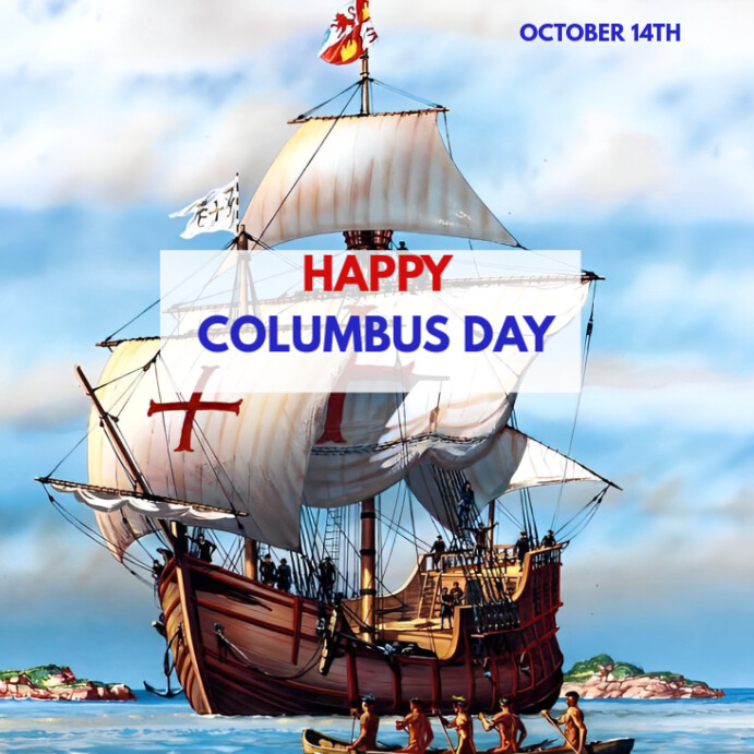 Blue Joyful Columbus Day Instagram Post Template | PosterMyWall