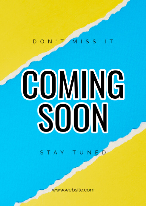 Blue Joyful Coming Soon Announcement Notification Posters A4 Template ...
