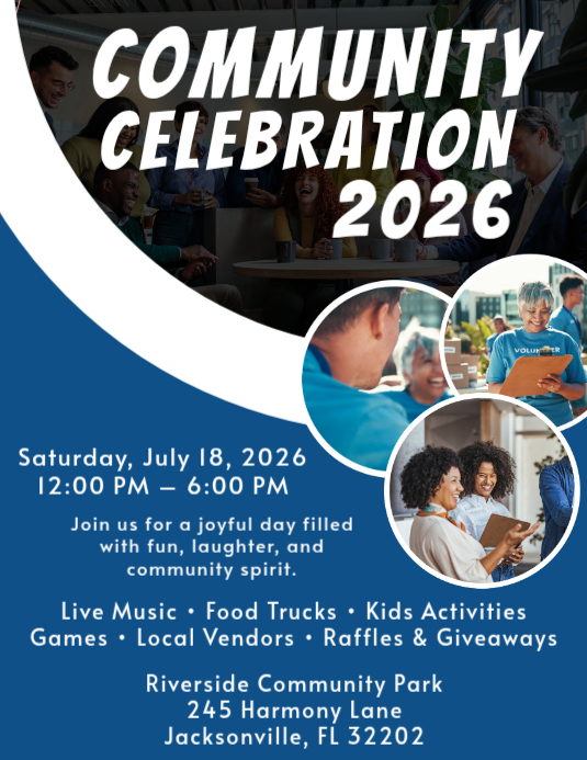 Blue Joyful Community Celebration Flyer Template | PosterMyWall