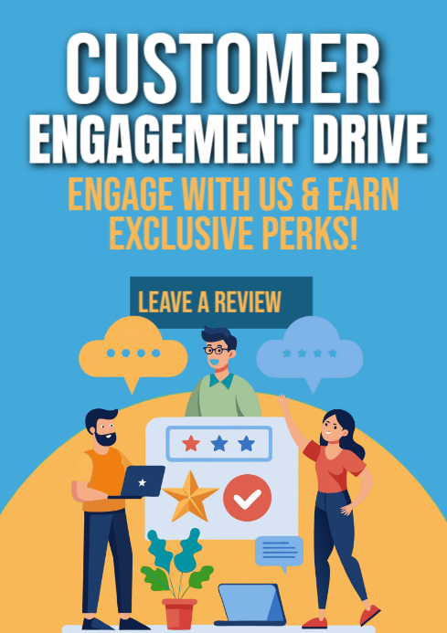 Blue Joyful Customer Engagement Month A1 Template | PosterMyWall