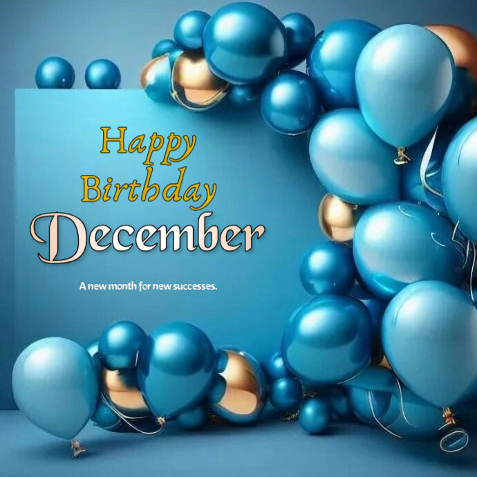 Blue joyful december birthday logo Template | PosterMyWall