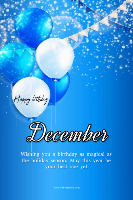 Blue Joyful December Birthday Poster Template | PosterMyWall