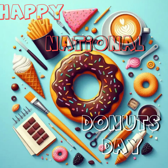 Blue Joyful Donuts Day Instagram Post Template | PosterMyWall