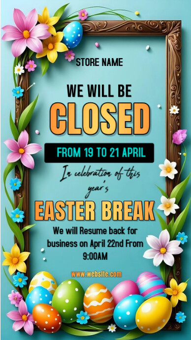 Copy of Blue Joyful Easter Break Notice Whatsapp Status | PosterMyWall