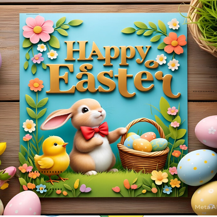 Blue Joyful Easter Celebration Instagram Post Template | PosterMyWall