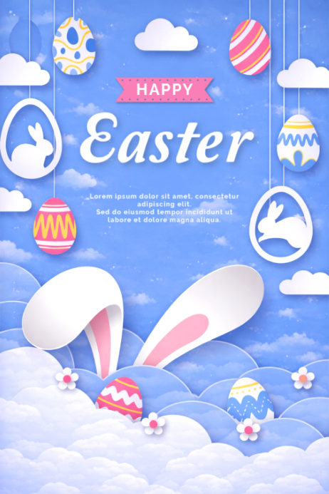 Blue Joyful Easter Celebration Poster Template | PosterMyWall