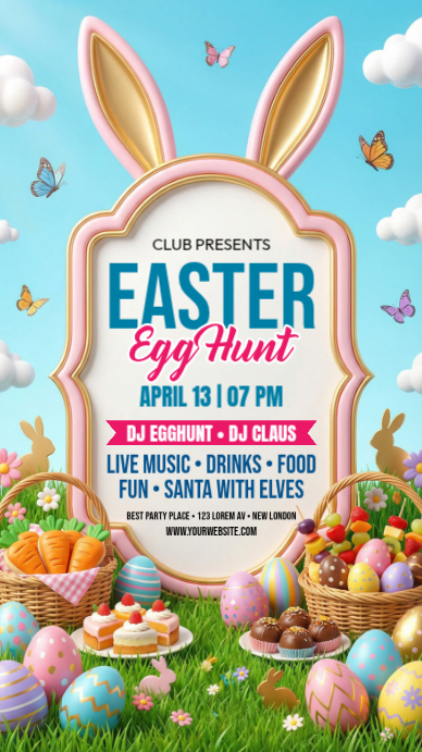 Blue Joyful Easter Egg Hunt Instagram Story Template | PosterMyWall