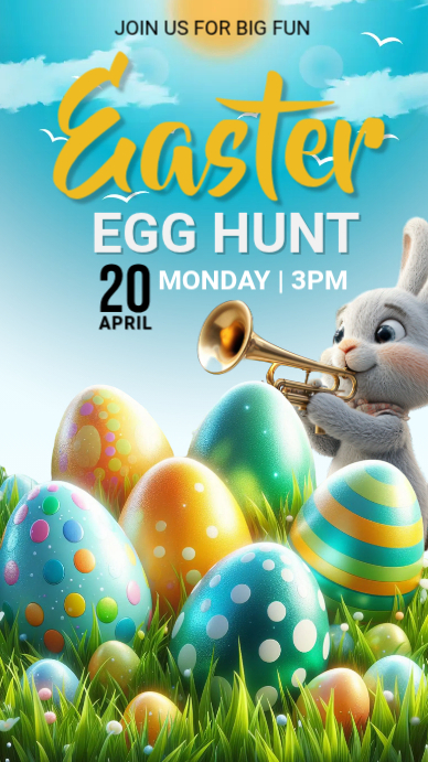 Blue Joyful Easter Egg Hunt Instagram Story Template | PosterMyWall
