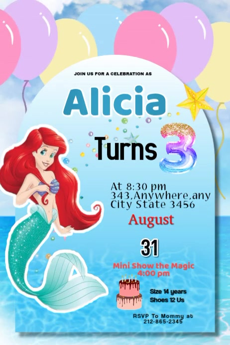 Blue Joyful Editable Kids Birthday Poster Template | PosterMyWall