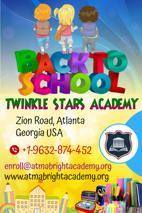 Blue Joyful Education School Admission Enroll Template | PosterMyWall