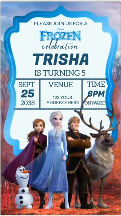 Copy of Blue Joyful Elsa And Anna Disney Frozen Birth Digital Display ...