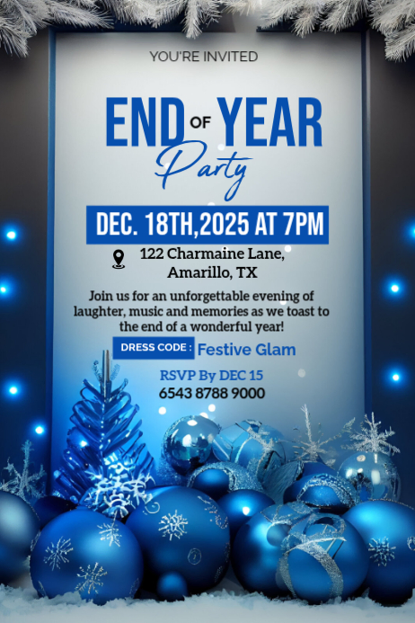 Copy of Blue Joyful End Of Year Party Poster | PosterMyWall