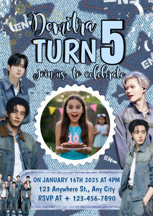 Copy of Blue Joyful Enhypen Birthday Invatation A4 | PosterMyWall