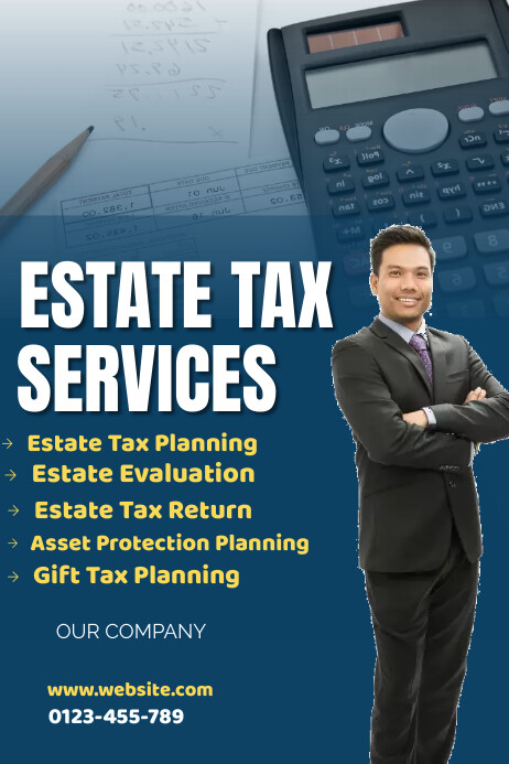 Blue Joyful Estate Tax Services Poster Template | PosterMyWall