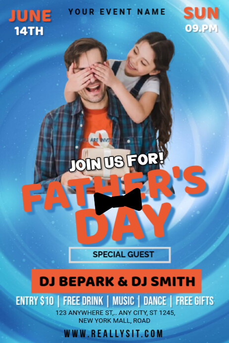 Blue Joyful Father Day Celebration Poster Template | PosterMyWall