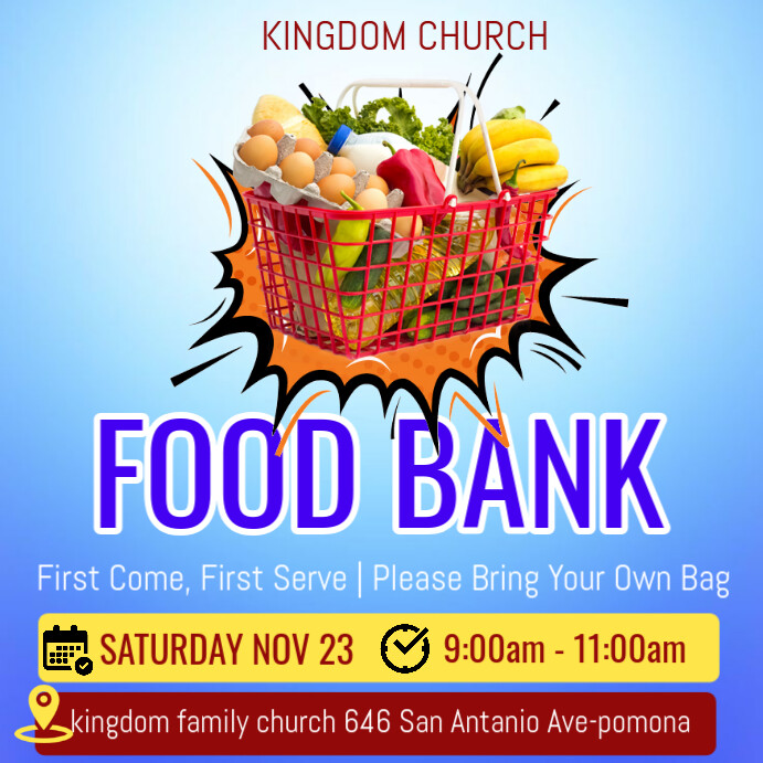Blue Joyful Food Bank Instagram Post Template | PosterMyWall