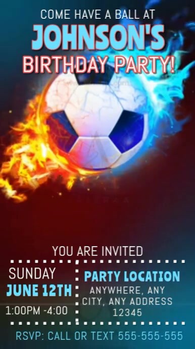 Blue Joyful Football Birthday Invitation Dig Template | PosterMyWall