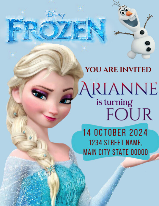 Blue Joyful Frozen Birthday Flyer (us Letter) Template | PosterMyWall