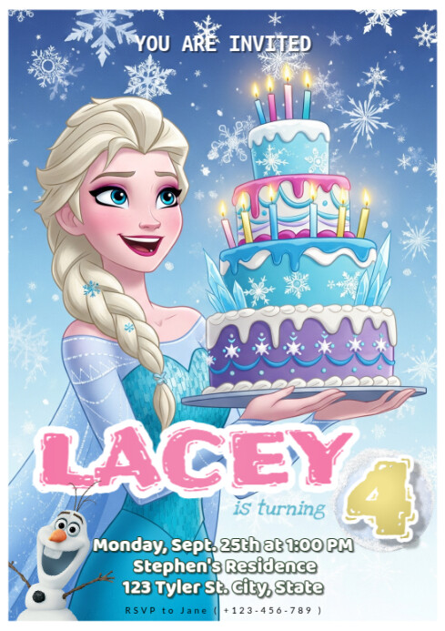 Blue Joyful Frozen Birthday Invitation A4 Template | PosterMyWall