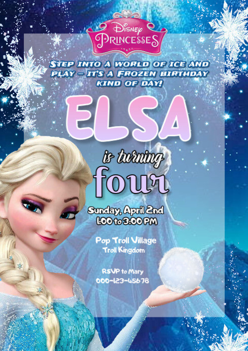 Copy of Blue Joyful Frozen Birthday Invitation A4 | PosterMyWall